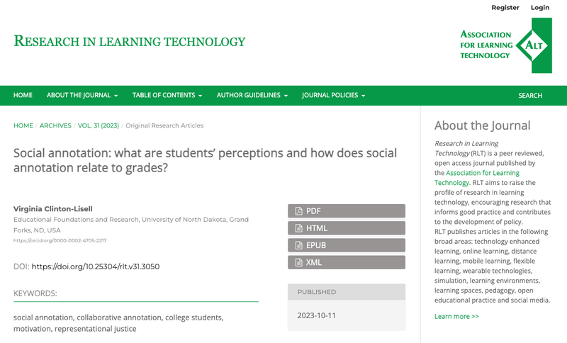 Social annotation: what are students’ perceptions and how does social annotation relate to ...